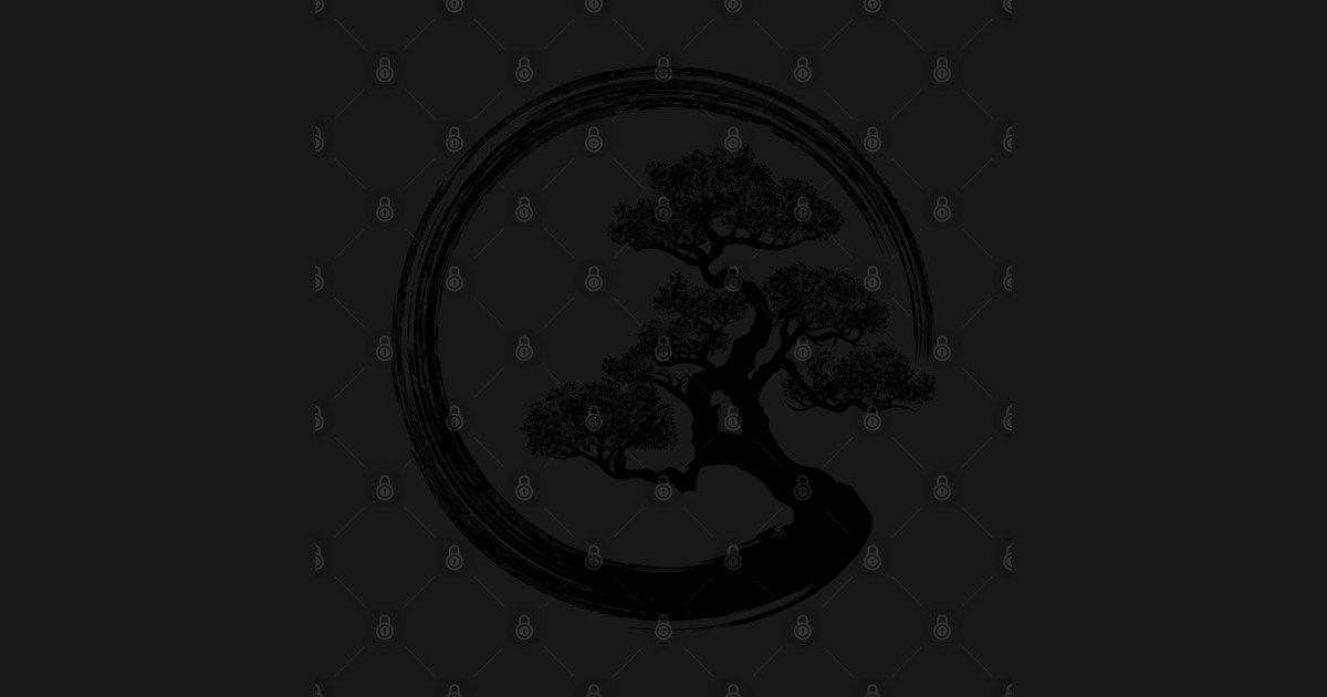 Enso Zen Circle And Bonsai Tree - Enso Zen Circle And Bonsai Tree - T ...