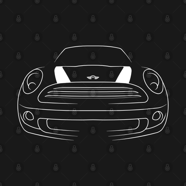 Mini Cooper S - front stencil, white - Car - T-Shirt | TeePublic