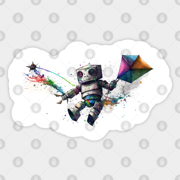 Robot Fling Kite - Robot Kite - Sticker | TeePublic