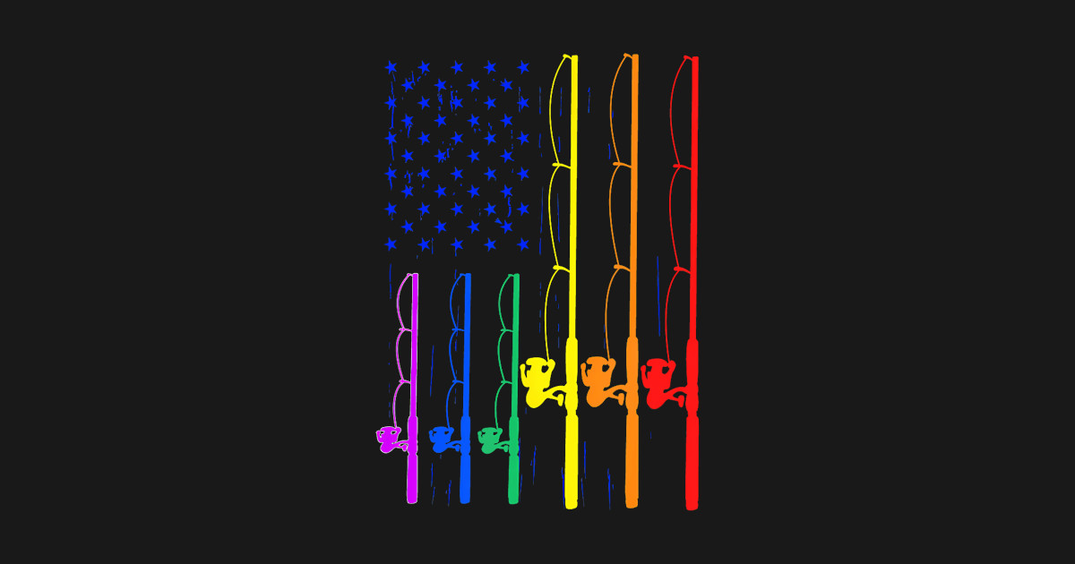 LGBT Pride Spinning Rod Fishing Pole USA Flag - Pole Usa Flag - T-Shirt ...