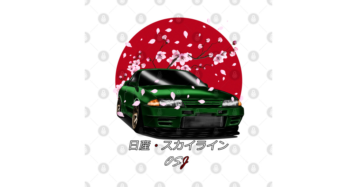 R32 Green SunRise Edition - Nissan Skyline - T-Shirt | TeePublic