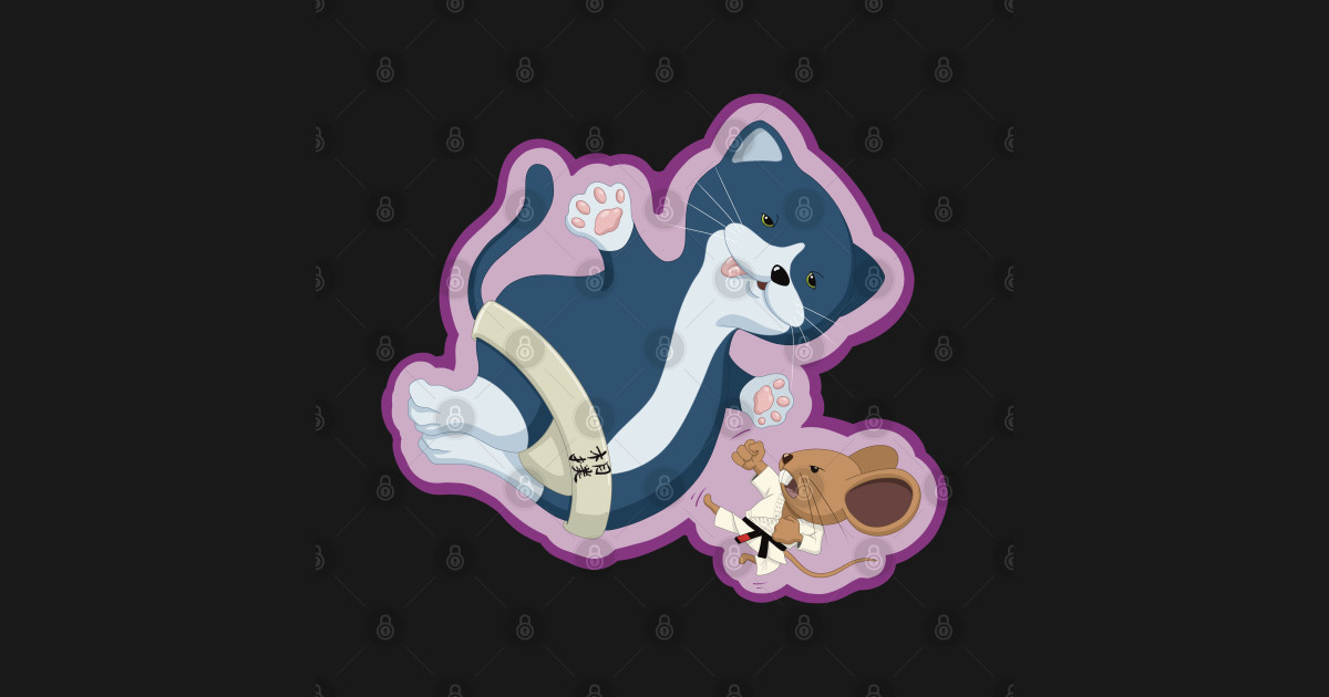 Sumo cat vs kicking mouse - Mouse Cartoon - T-Shirt | TeePublic