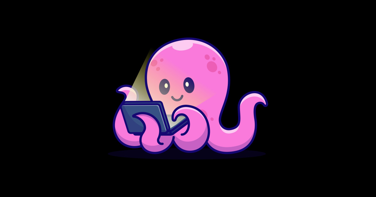 Cute Octopus Working On Laptop Cartoon - Cute Octopus Working On Laptop ...