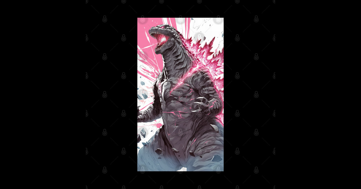 Giant Atomic Kaiju Lizard Pink - Anime Merch - Posters and Art Prints ...