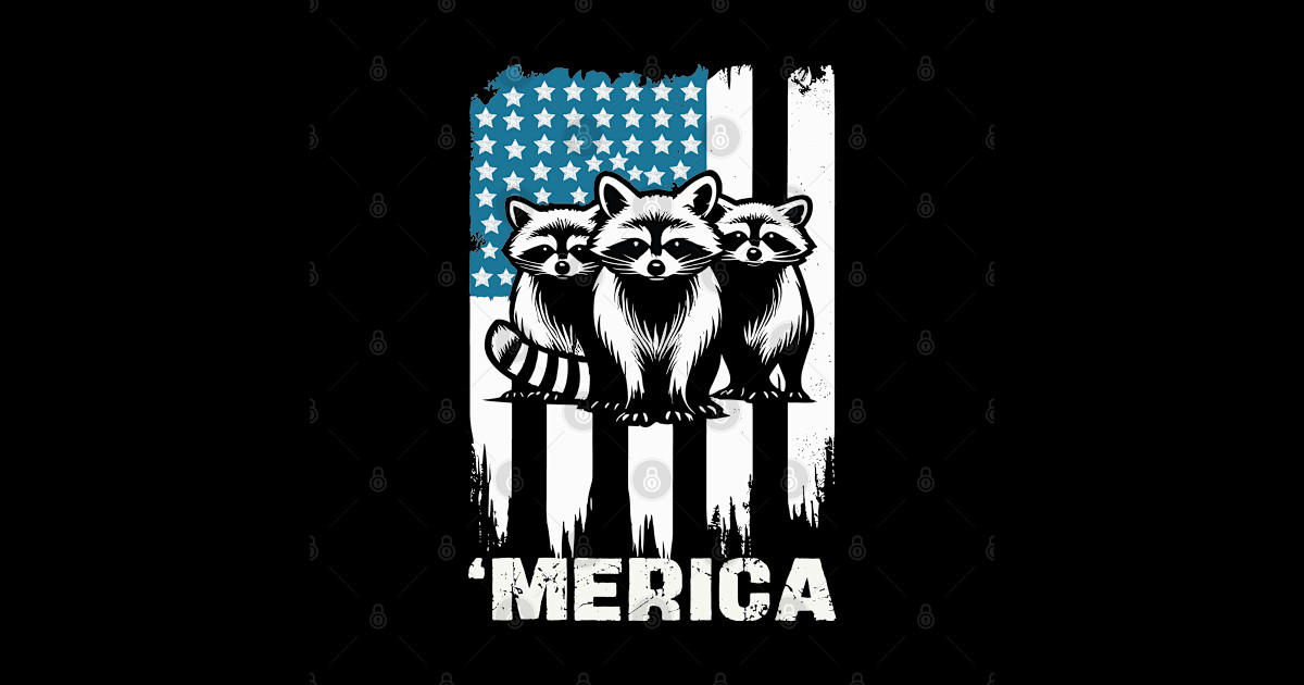 Funny Raccoon American Flag - Raccoon - Magnet | TeePublic