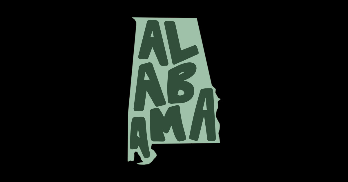 Alabama Doodle Letters Map Outline- green - Alabama - Sticker | TeePublic