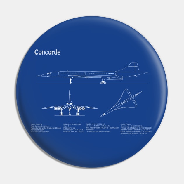 Concorde - Airplane Blueprint - ABpng - Concorde - Pin | TeePublic