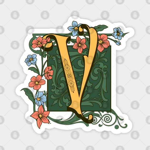 Art Nouveau Letter V, Ornamental Letter V, Art Deco - Letter Design ...
