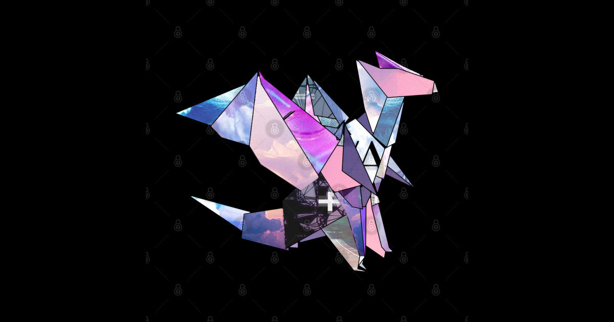 Vaporwave Origami Dragon - Vaporwave - Sticker | TeePublic
