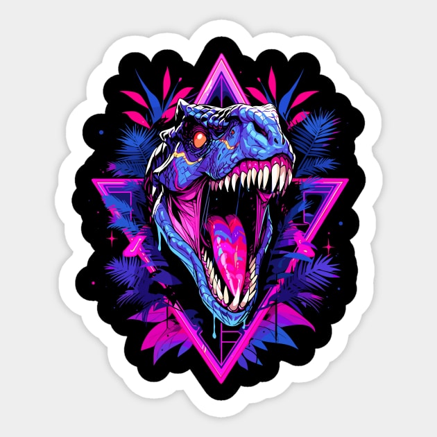 Synthwave Raptor - Raptor - Sticker | TeePublic