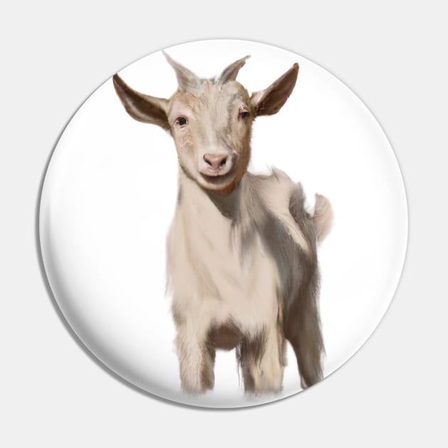 Cute Goat Drawing - Goat - Pin | TeePublic