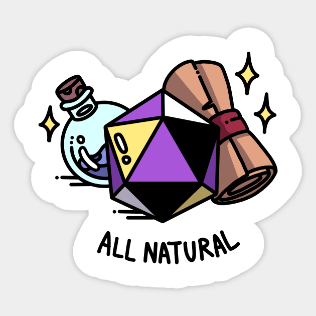 All Natural Nonbinary DnD D20 - Nonbinary - Sticker | TeePublic