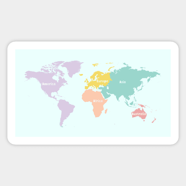 World Map - Map - Sticker | TeePublic
