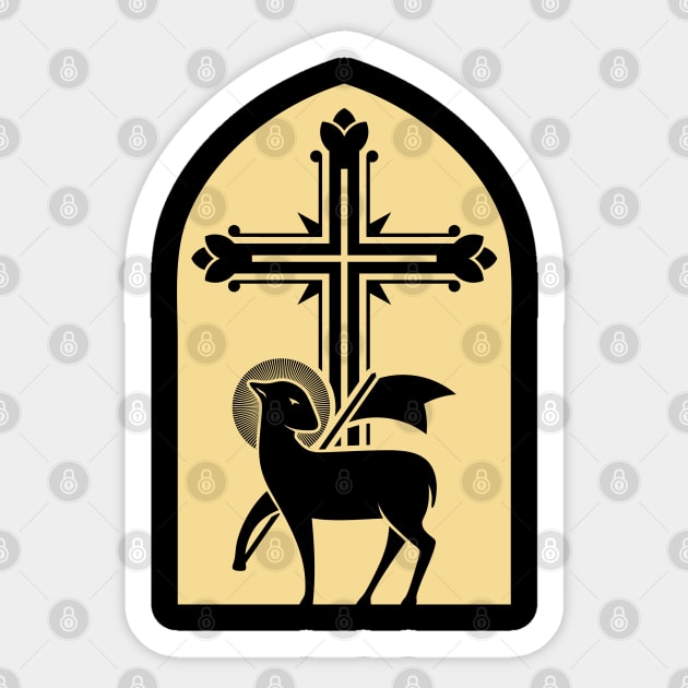Lamb of God and crucifixion cross. - Lamb Of God - Sticker | TeePublic