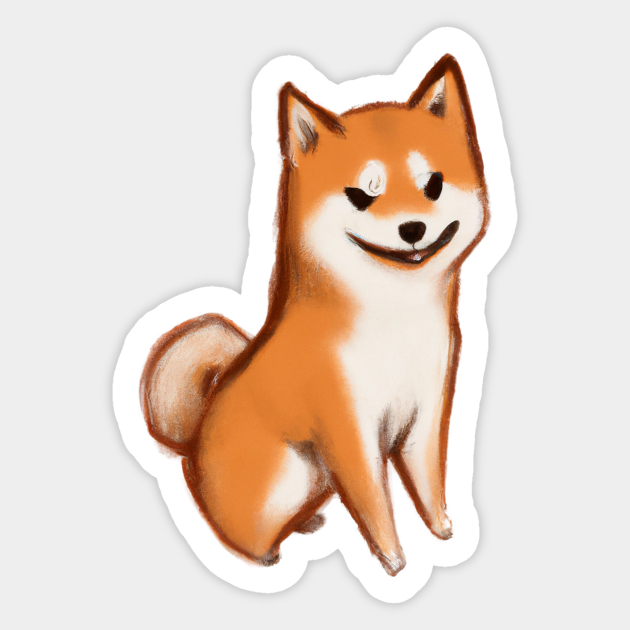 Cute Shiba Inu Drawing - Shiba Inu - Sticker | TeePublic
