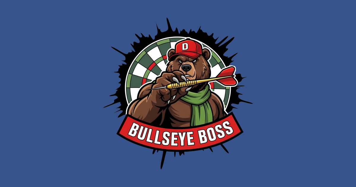 Bullseye Boss Darts Bear Mascot - Darts - T-Shirt | TeePublic