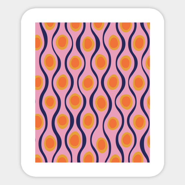 Groovy Shapes in Pink - Retro Pattern - Sticker | TeePublic