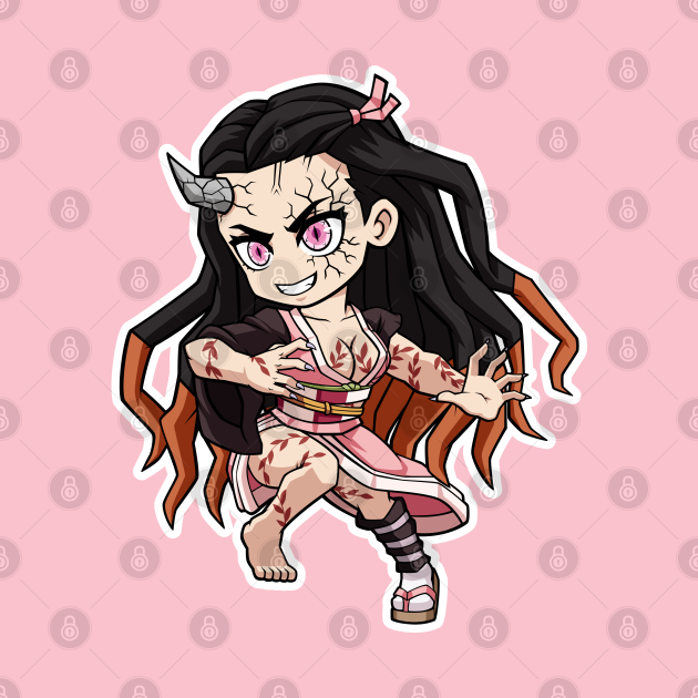 FA Chibi Nezuko Full Demon Form - Demon Slayer - T-Shirt | TeePublic