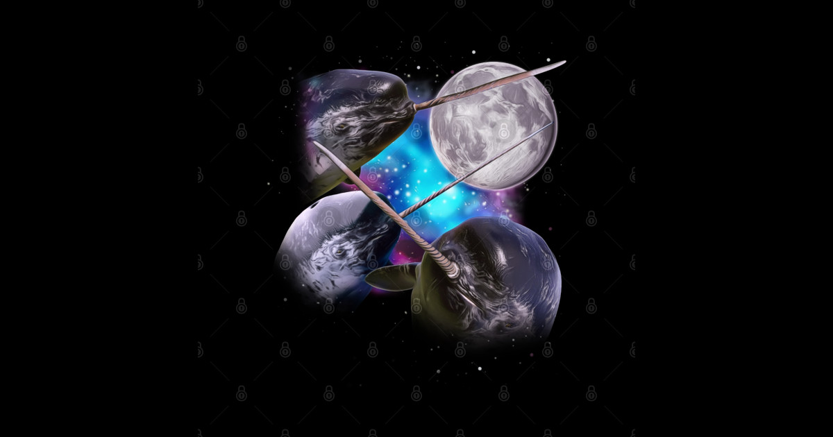 Three Narwhals Howl at the Moon - Narwhals - Sticker | TeePublic