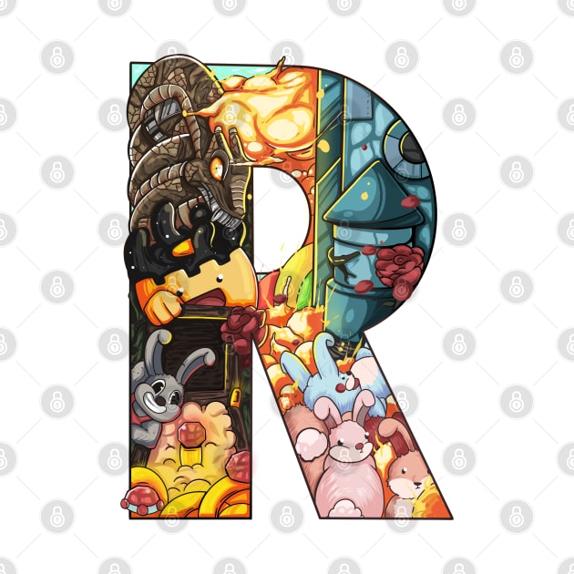 Initial Letter R doodle art - Letter R - T-Shirt | TeePublic