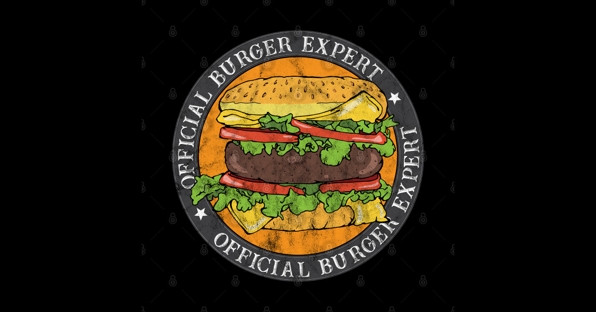 Official Burger Expert Cheeseburger Logo - Burger Lover - Sticker ...