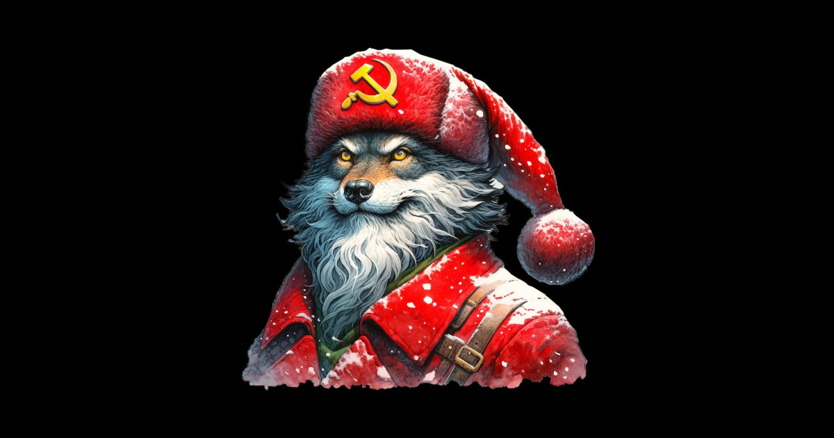 communist wolf santa claus - Santa Claus - Sticker | TeePublic