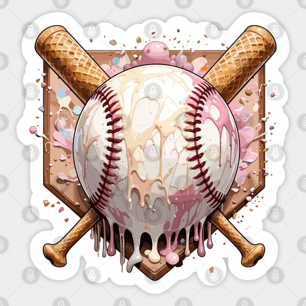 Ice-Cream-Baseball-Drip - Ice Cream Baseball Drip - Sticker | TeePublic