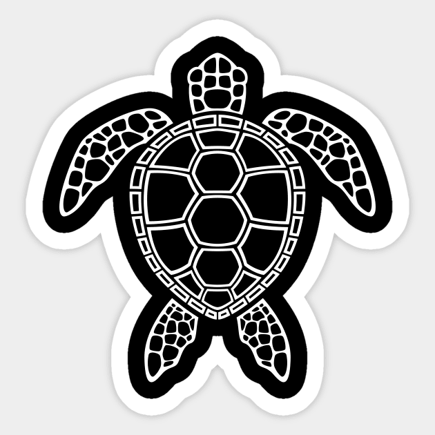 White Outline Sea Turtle Design - Sea Turtle Lover - Sticker | TeePublic