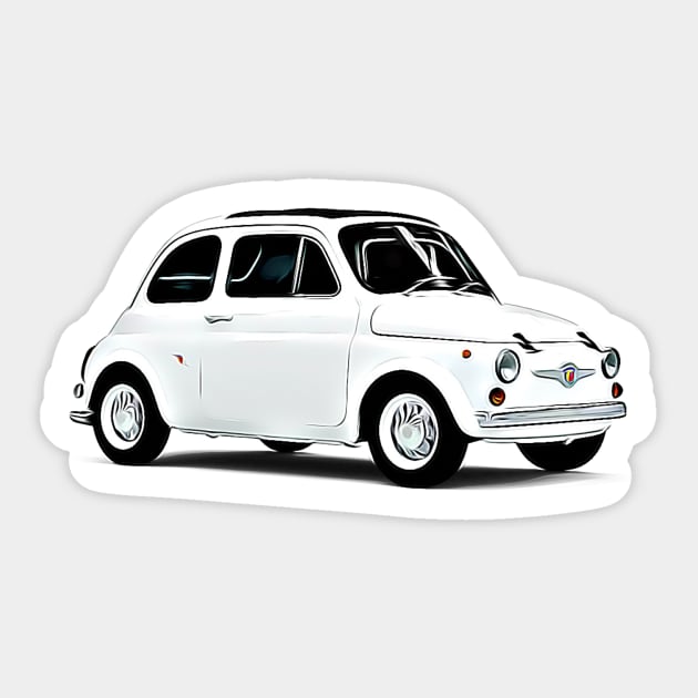 Fiat 500 Cartoon - Car - Sticker | TeePublic