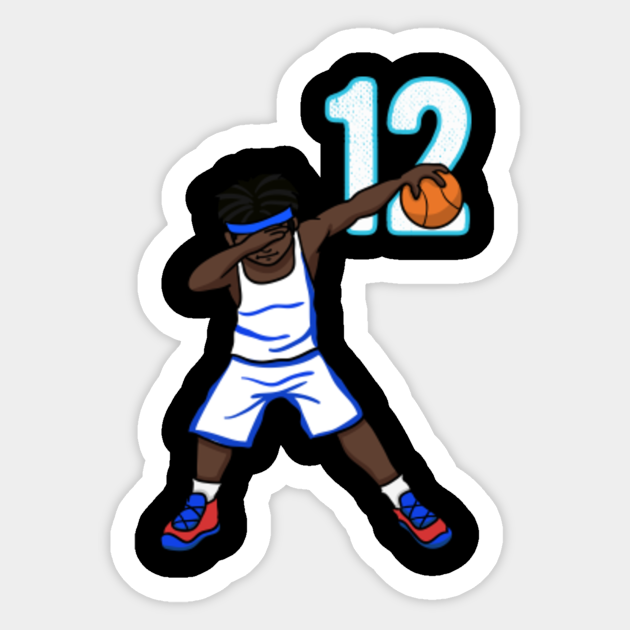Cool Basketball Baller Bball Player Number 12 Blue White Team School ...