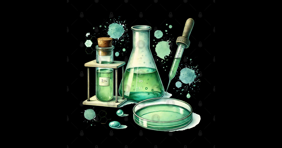Erlenmeyer Flask, Test Tube, and Petri Dish Illustration – Scientific ...