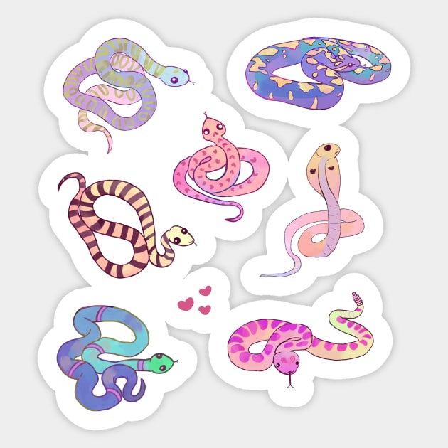 Cute watercolor snake sticker pack - Stay Back - Sticker | TeePublic