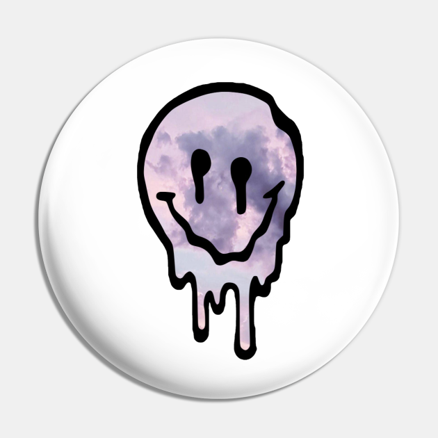 Pink Sky Drippy Smiley Face - Vsco - Pin | TeePublic