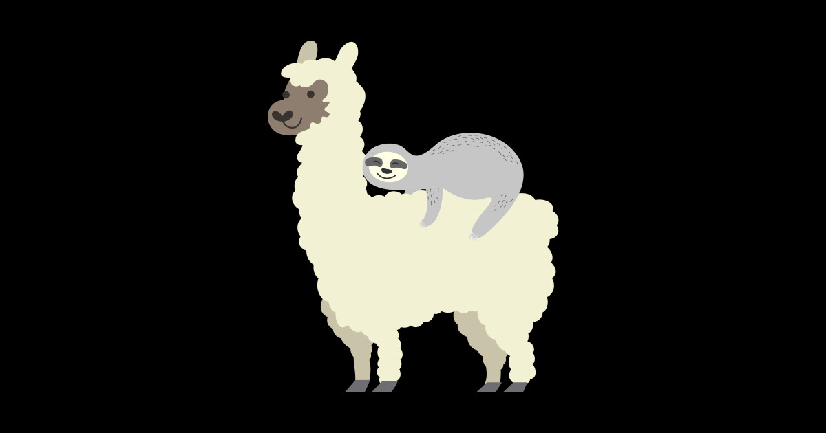Cute & Funny Sloth Riding Llama Best Friends - Sloth And Llama - Magnet ...