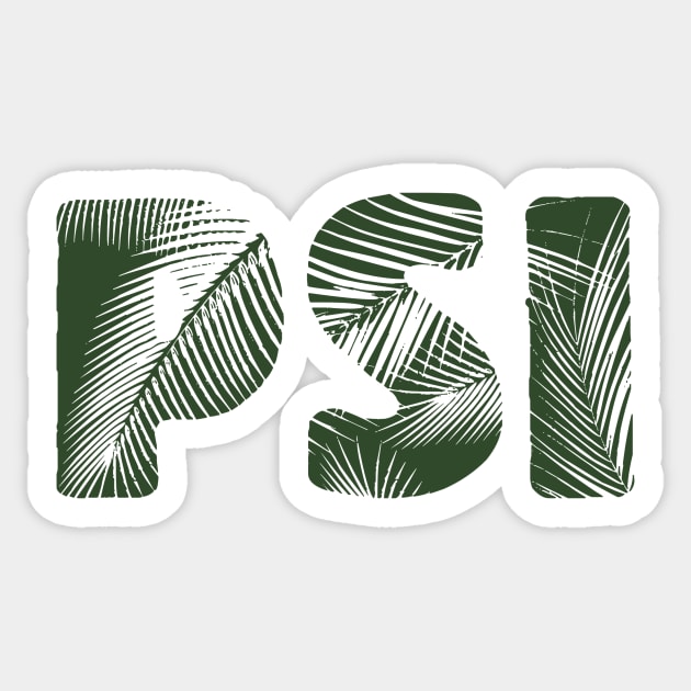 Psi Leaf Letters - Panhel - Sticker | TeePublic