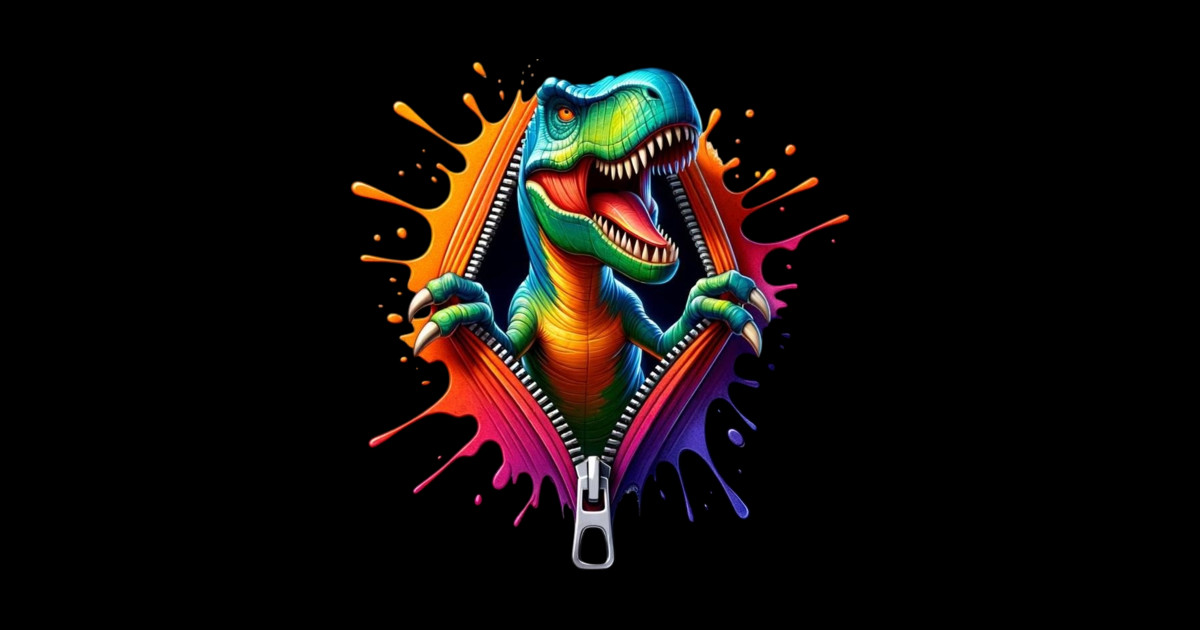 Colorful T-Rex Zipper Breakout 3D Dinosaur Cartoon - T Rex Zipper ...
