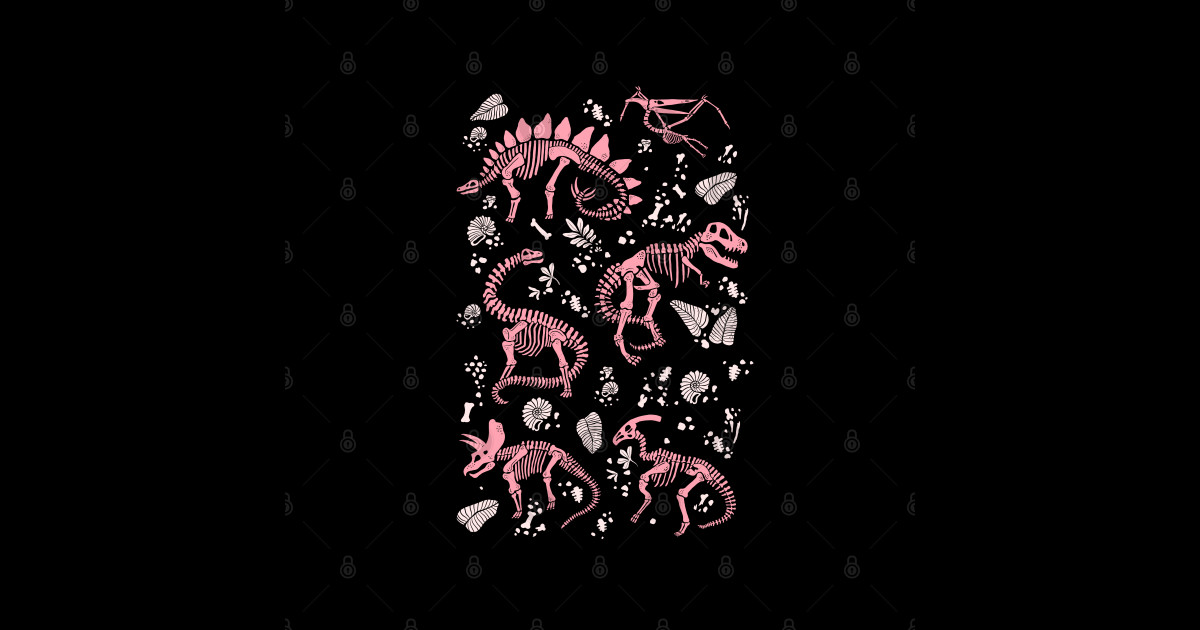 Excavated Dinosaur Fossils in Candy Pink - Pink Dinosaur - Sticker ...