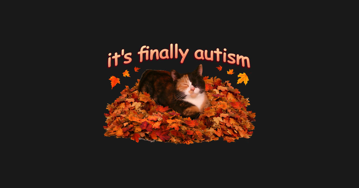 It's Finally Autism Cat Fall Autumn Season Design - Autism - T-Shirt ...