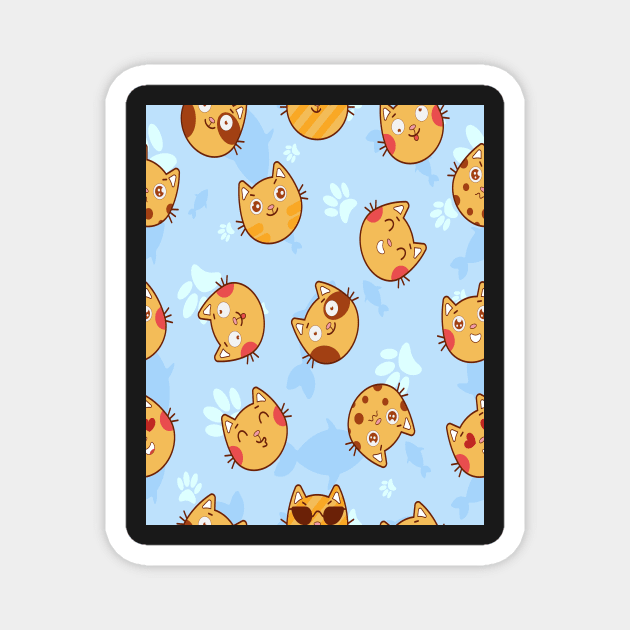 Cat Emotions - Light Blue Background - Cat - Magnet | TeePublic