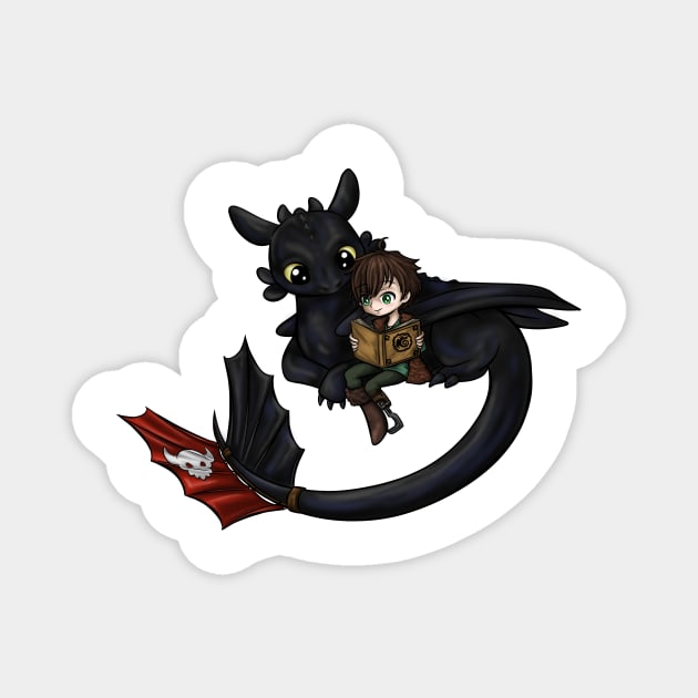 HTTYD - Chibi Hiccup and Toothless Fanart - Httyd - Magnet | TeePublic