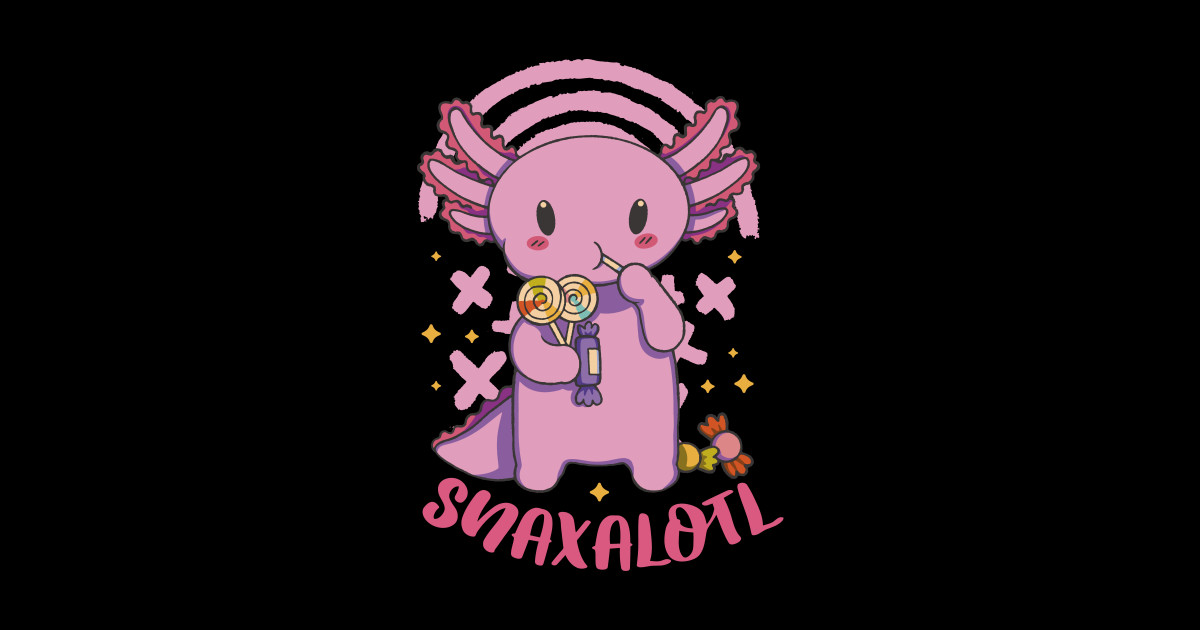 Kawaii Snaxolotl Axolotl Eating Snacks - Kawaii Snaxolotl Axolotl ...