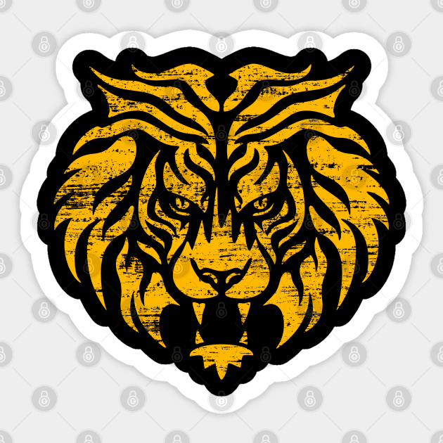 Minimalist Scary Tiger Head Design - Orange distressed - Tiger ...