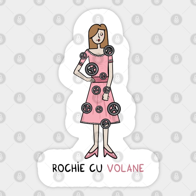 rochie cu volane - Expresii Romanesti - Sticker | TeePublic