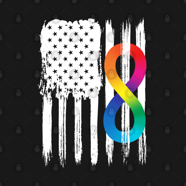 Rainbow Infinity Symbol With American Flag - Neurodiversity - T-Shirt ...