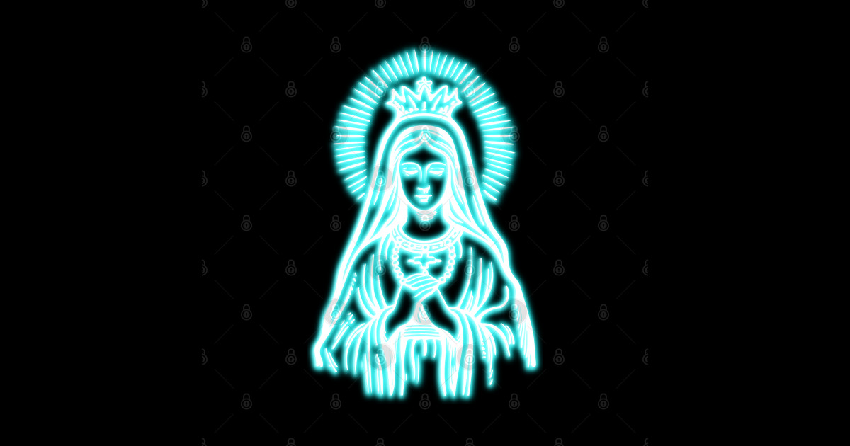 Blue Neon Virgin Mary - Virgin Mary - Sticker | TeePublic