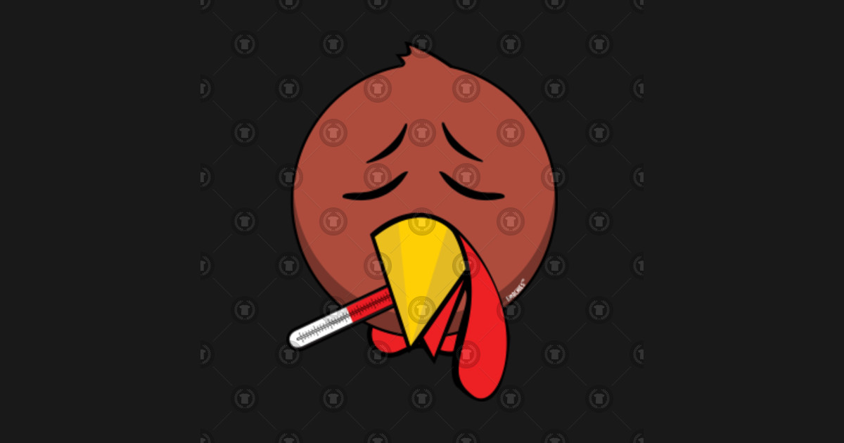 Sick Fever Turkey Emoji For Thanksgiving - Thanksgiving - Sticker ...