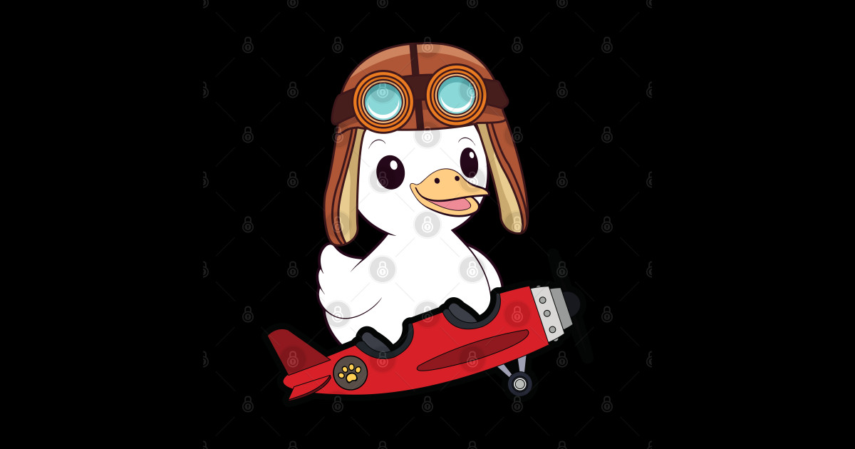 Funny Ducky is flying a vintage airplane - Flying Duck - Sticker ...