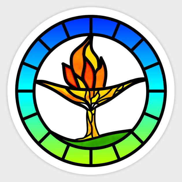 Stained Glass Chalice Tree - Unitarian - Sticker | TeePublic