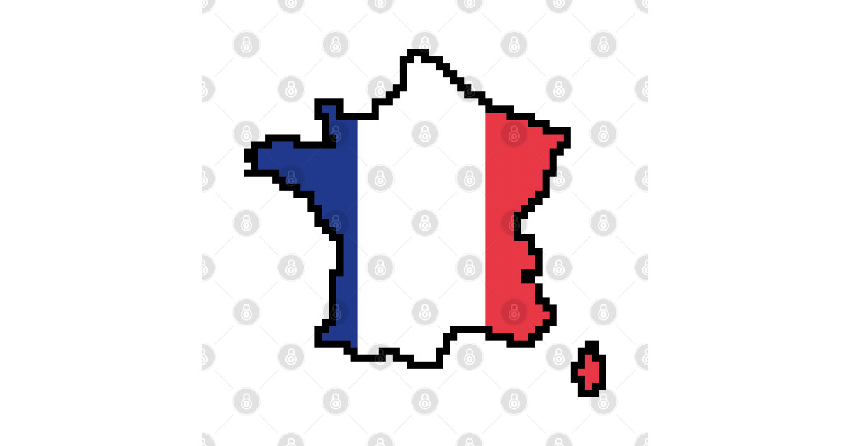 8-Bits France Map Flag Pixel Art - Pixelart - T-Shirt | TeePublic