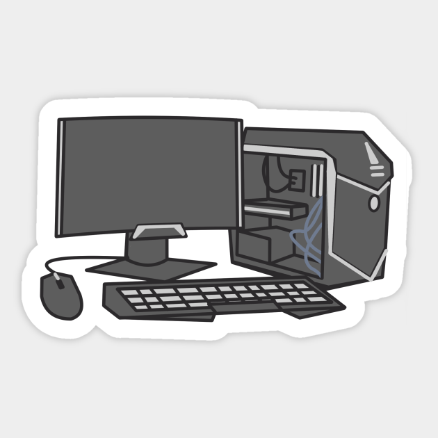 Gaming PC (White LED) - Gaming - Sticker | TeePublic